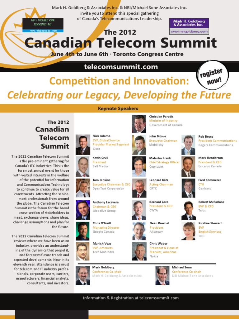 The 2012 Canadian Telecom Summit Brochure | PDF | Ericsson | Chief ...