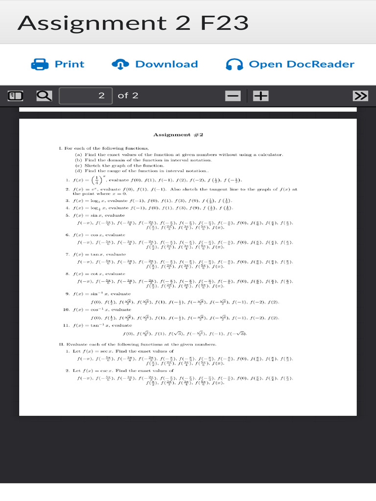 Assignment 2 F23 - MATH 101 - Calculus HC (U) (FP… | PDF
