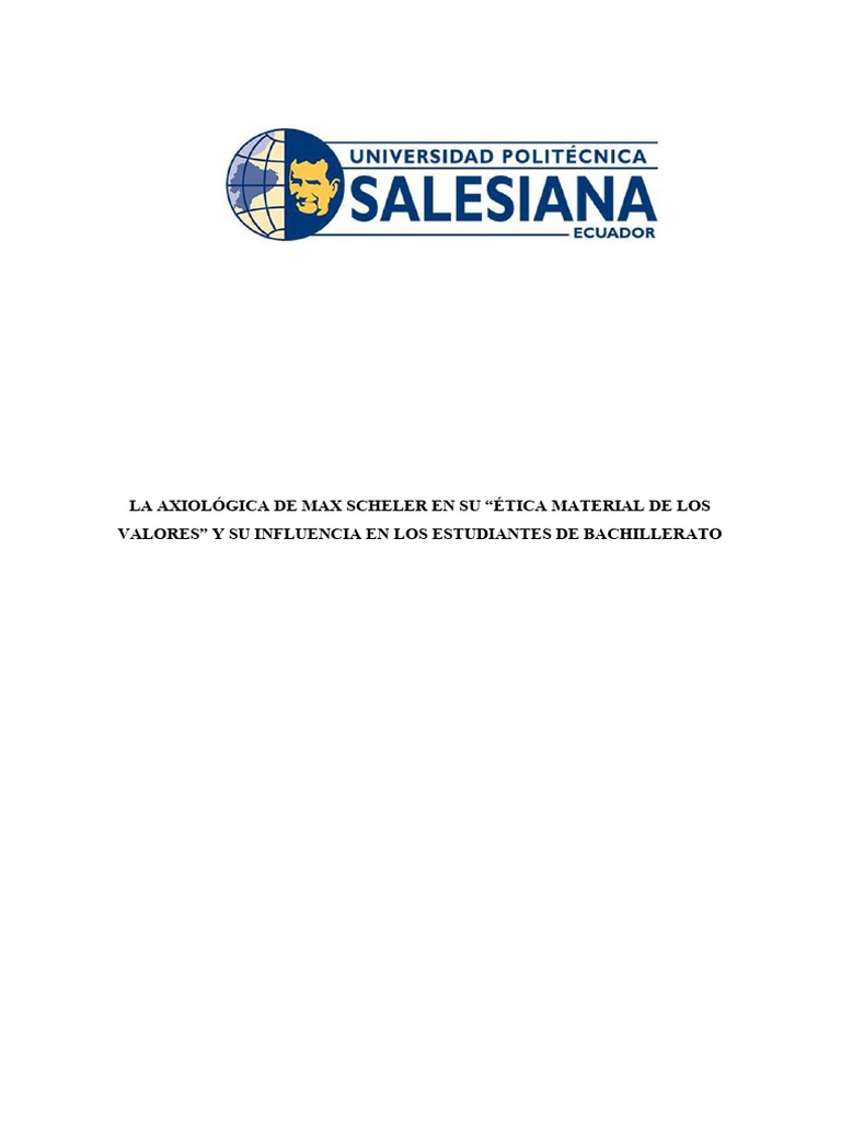 Axiología de Scheler y Estudiantes de Bachillerato | PDF | Experiencia ...