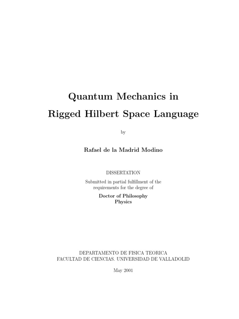 Quantum Mechanics for PhD Candidates | PDF | Spectral Theory | Hilbert ...