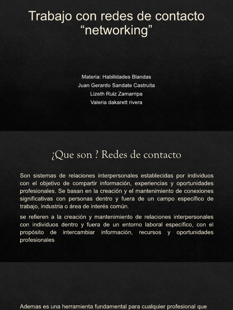 Redes de Trabajo. Presentacion | PDF | Iniciativa empresarial | Business