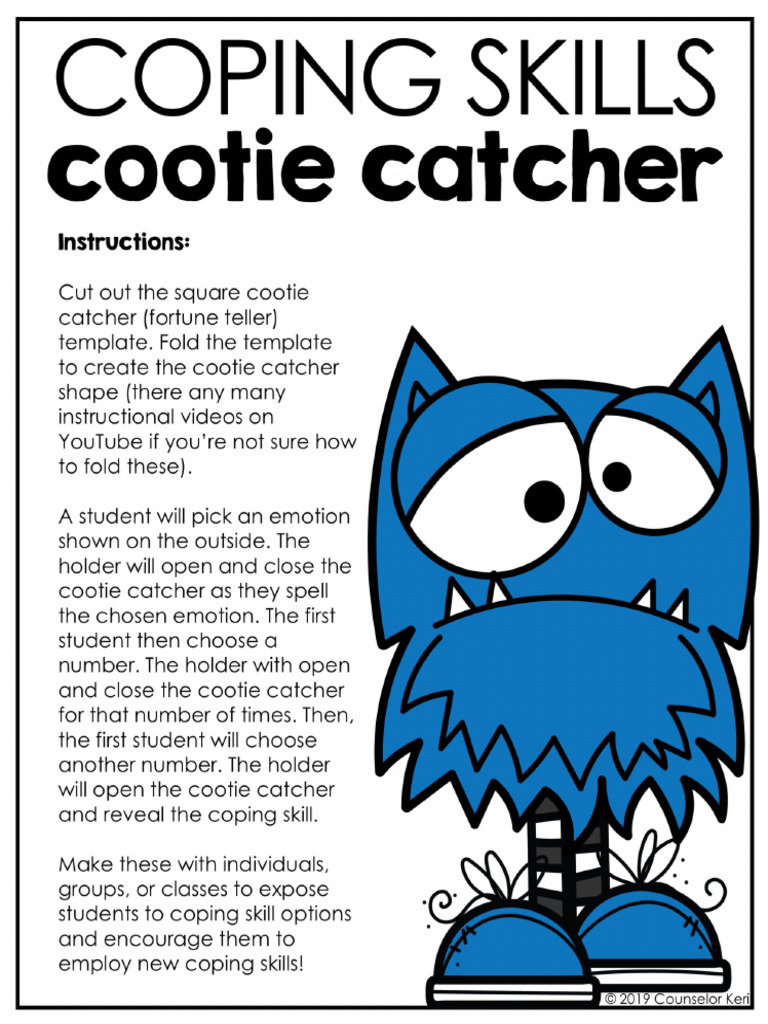 Coping Skills Cootie Catcher | PDF