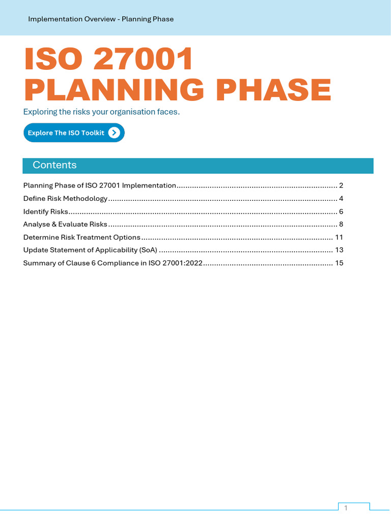 ISO 27001 Planning Phase Risk Management | PDF | Risk | Information ...