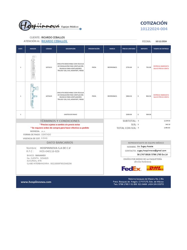 Cotización: Ricardo Ceballos | PDF | Bancario | Servicios financieros