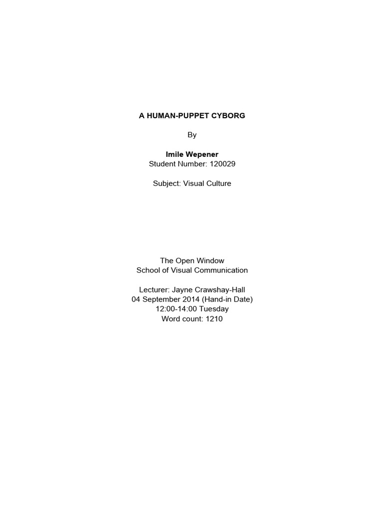 Cyborg Puppets | PDF | Puppets | Puppetry
