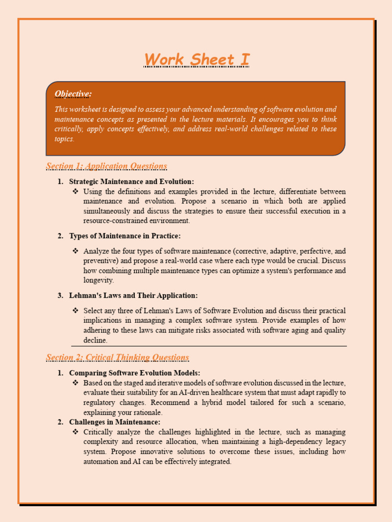 Work Sheet I | PDF | System | Artificial Intelligence