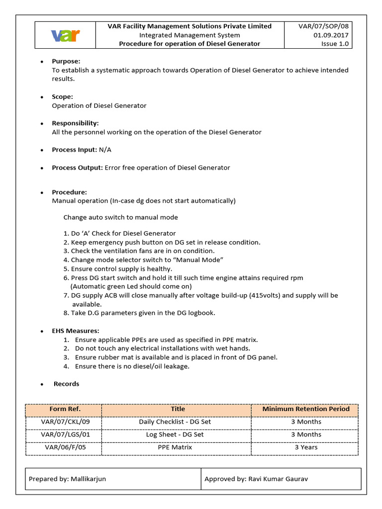 08 - Var Sop DG | PDF