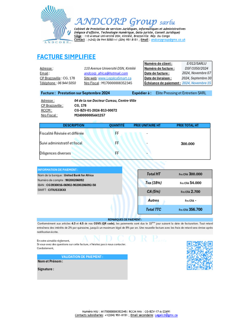 Facture Simplifiée Elite Pressing | PDF | Facture | Comptabilité