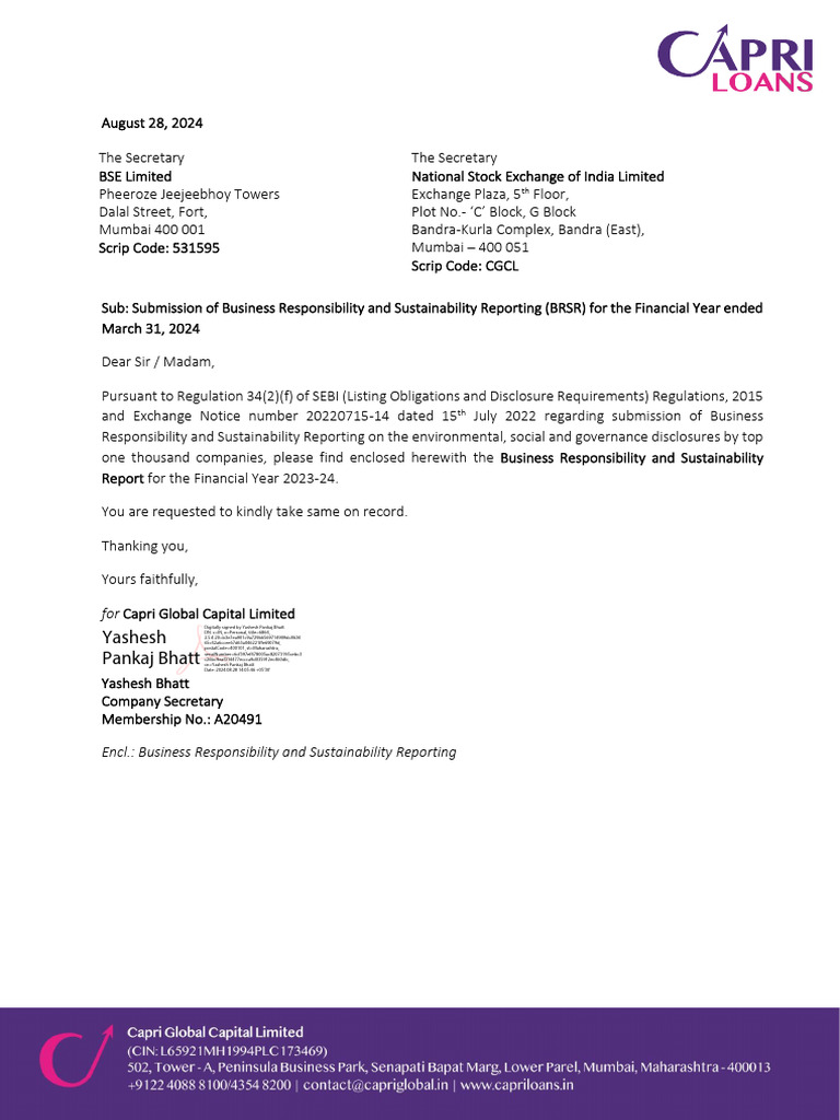 Cgcl 28082024143233 Brsr PDF Final Signed | PDF | Computer Security | Security