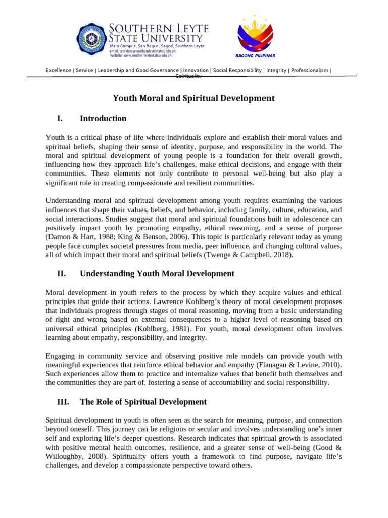 Youth Moral and Spiritual Development | PDF | Morality | Spirituality
