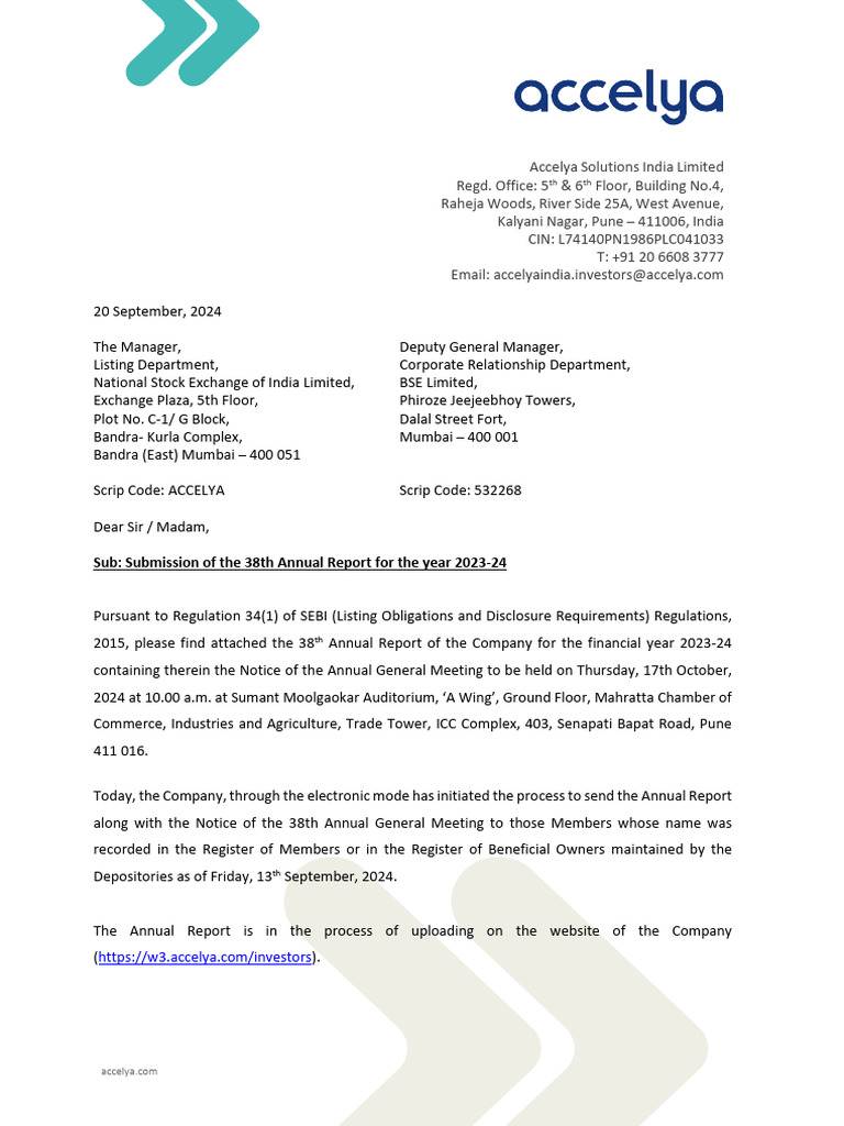 ACCELYA_20092024181740_AnnualReportSubmission2024 | PDF | Dividend | Audit