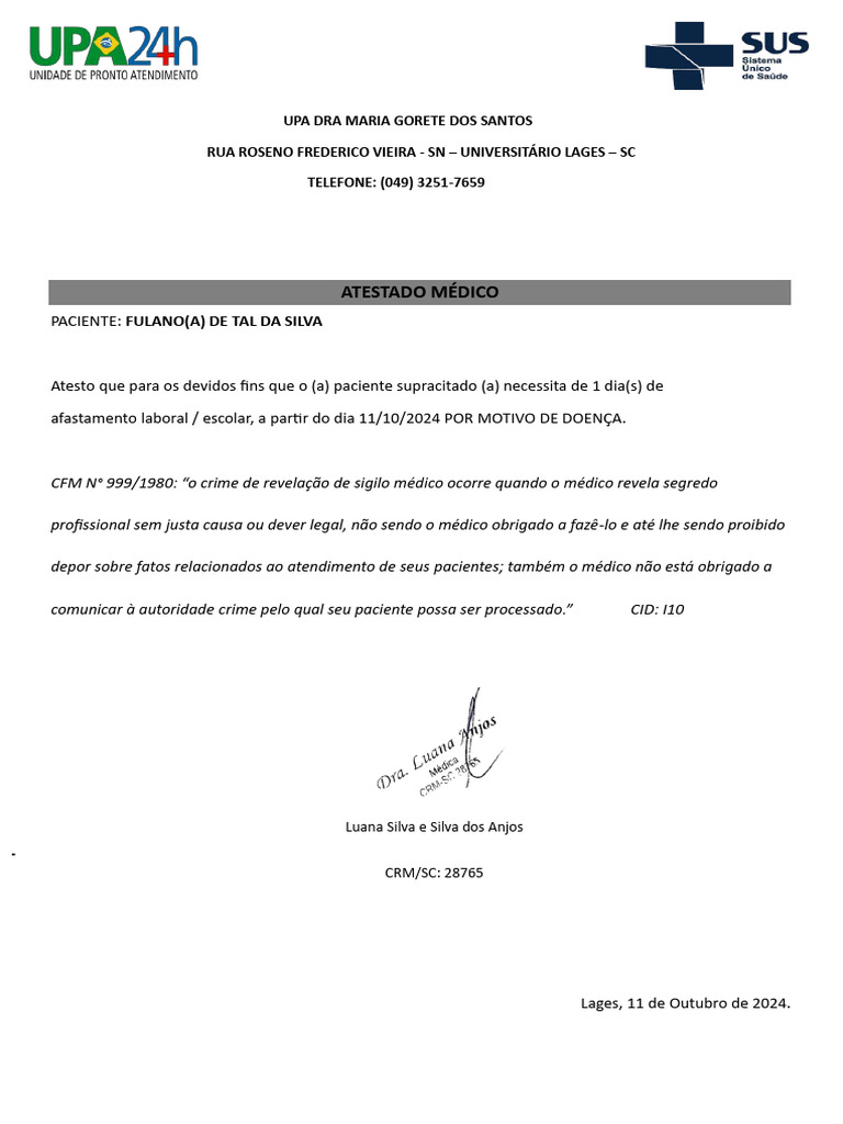 Atestado MODELO | PDF