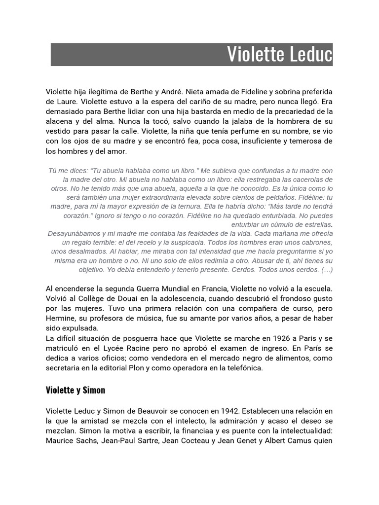 Violette Leduc | PDF