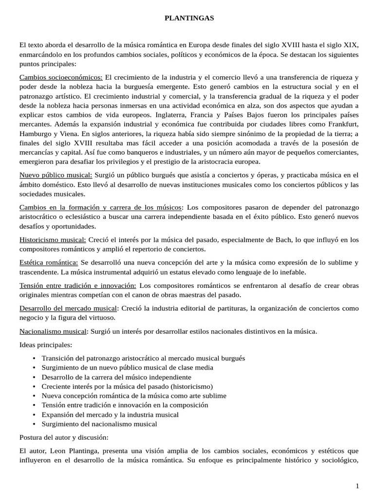 PLANTINGAS | PDF | Romanticismo | Musica romantica