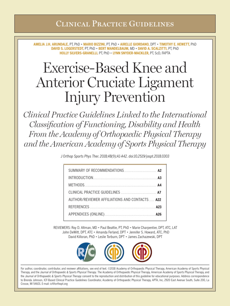 Jospt.2018 CPG Exercise ACL Knee Prevention | PDF | Knee | Joints