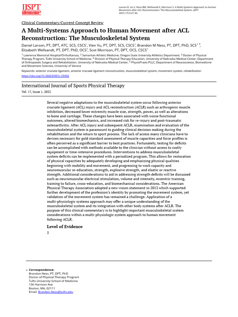 IJSPT 2022 Movement System 5 | PDF | Physical Therapy | Musculoskeletal ...