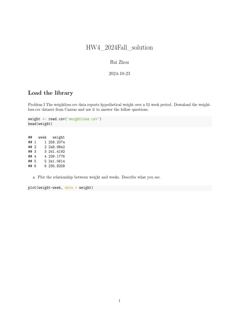 HW4_solution_Fall_2024 | PDF | Coefficient Of Determination | Errors And Residuals