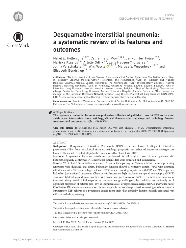 Eur Respir Rev 2020 Hellemons 190181 | PDF | Pneumonia | Diseases And ...