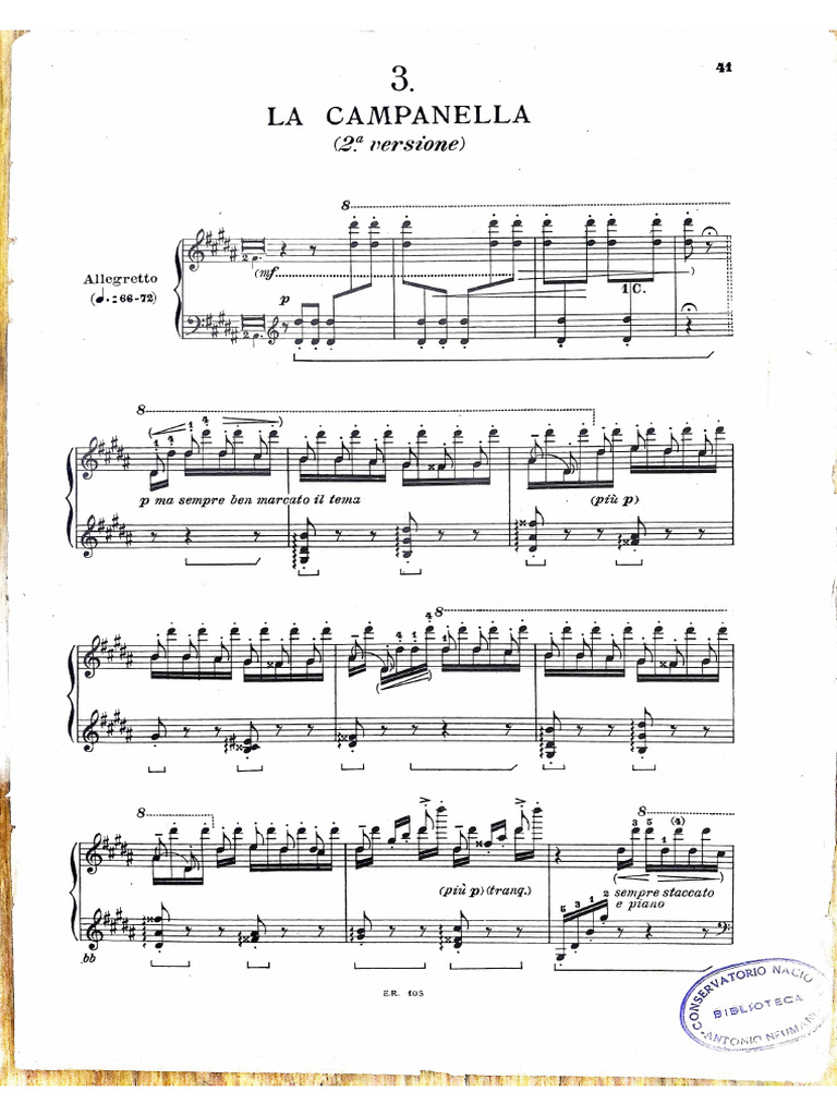 Grandes Études de Paganini (Liszt) Estudio No3 en Sol#Menor La Campanella 2da Version | PDF