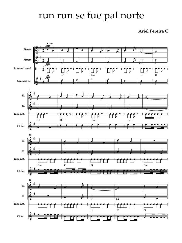 Run Run Se Fue Pal Norte Arreglo Flautas | PDF