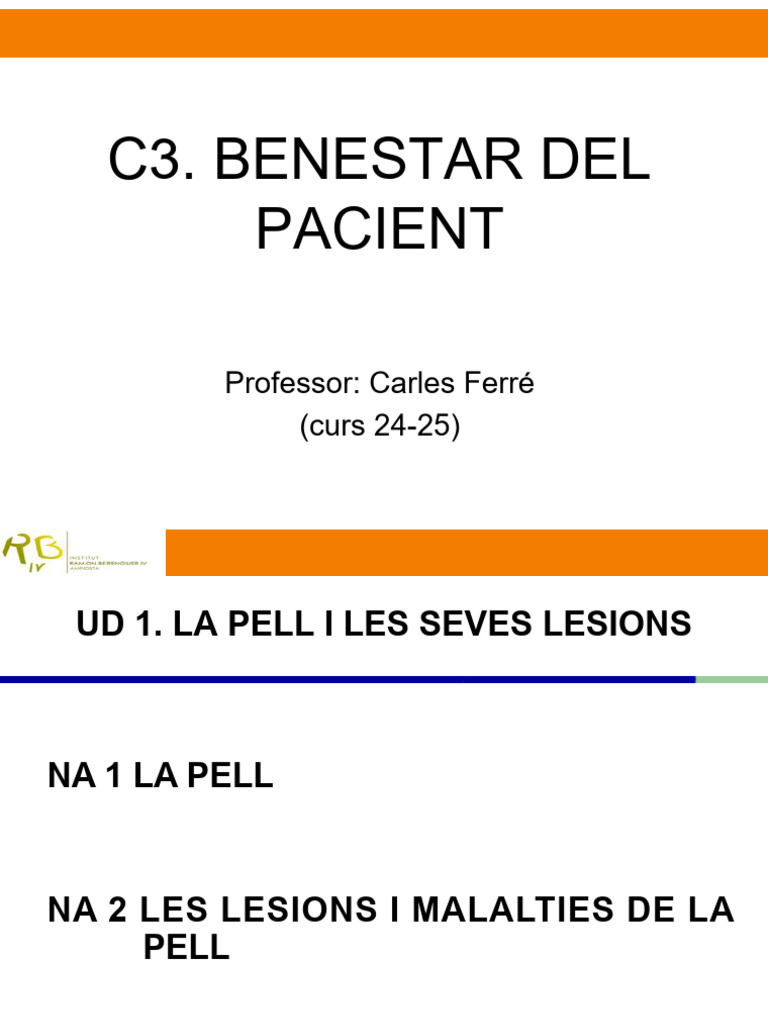 C3. Benestar Del Pacient: Professor: Carles Ferré (Curs 24-25) | PDF