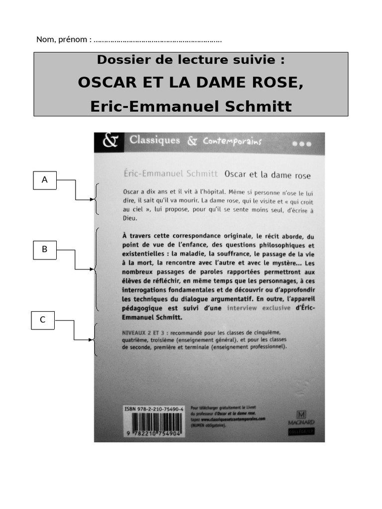 Analyse d'Oscar et la Dame Rose | PDF