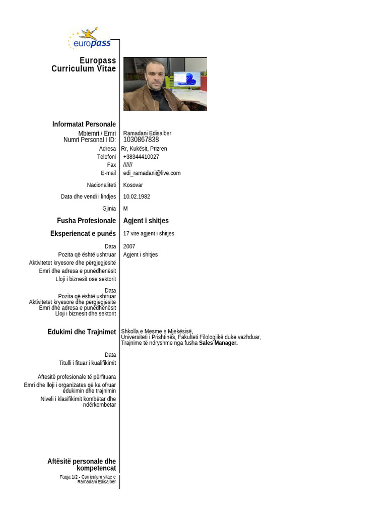 Edisalber Ramadani CV | PDF