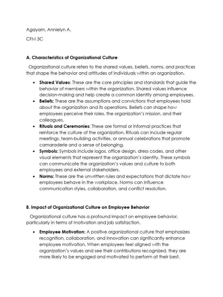 Strategic Mgtmt. (Exit Ticket) | PDF | Organizational Culture ...