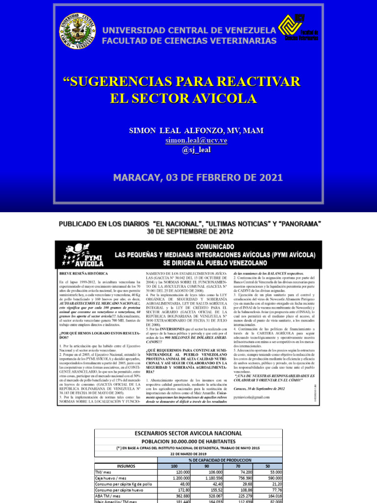 Sla-Fcv-Ucv-Sector Avicola-Sugerencias para Reactivar El Sector Avicola Venezolano 2 | PDF ...