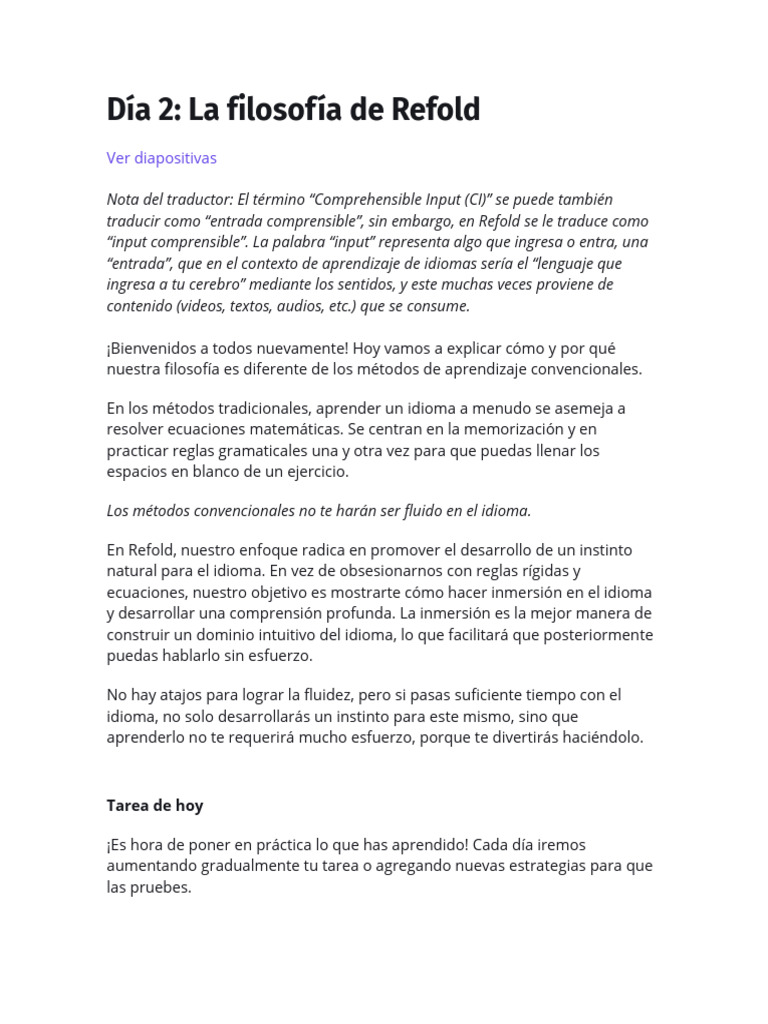 Filosofía de Aprendizaje en Refold | PDF