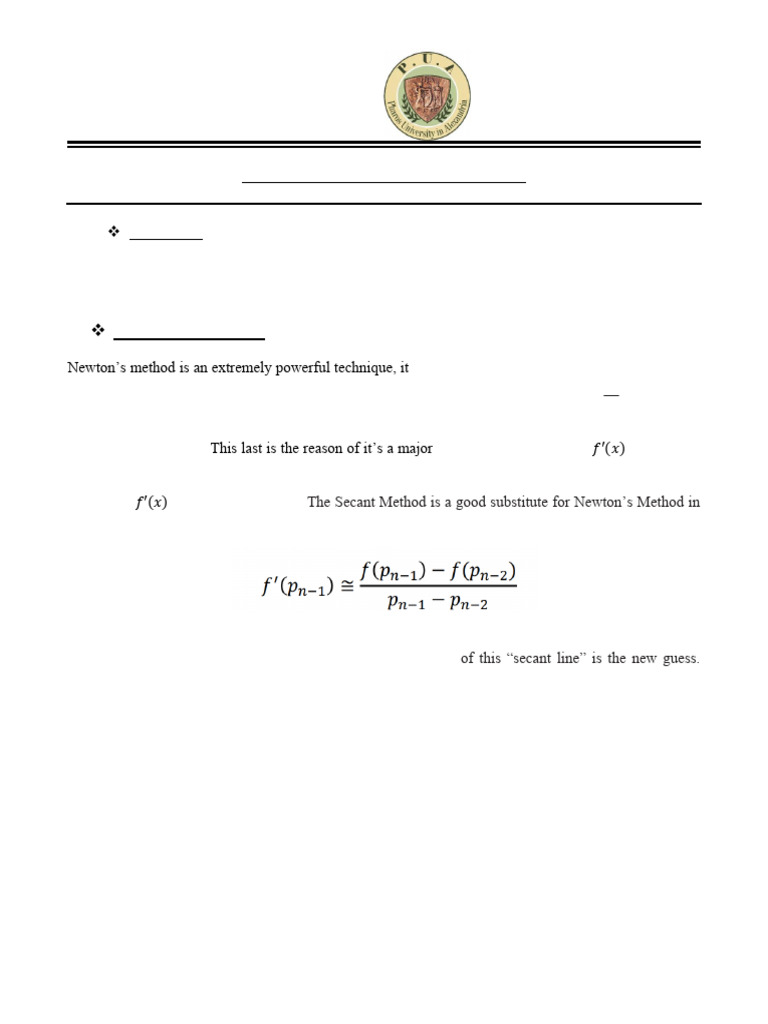 MATLAB_Session 3_Secant Method_Fall_2021-2022 | PDF | Theoretical Computer Science | Algorithms ...