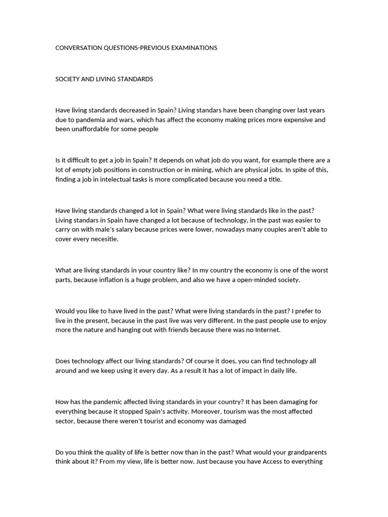 Conversation Questions | PDF