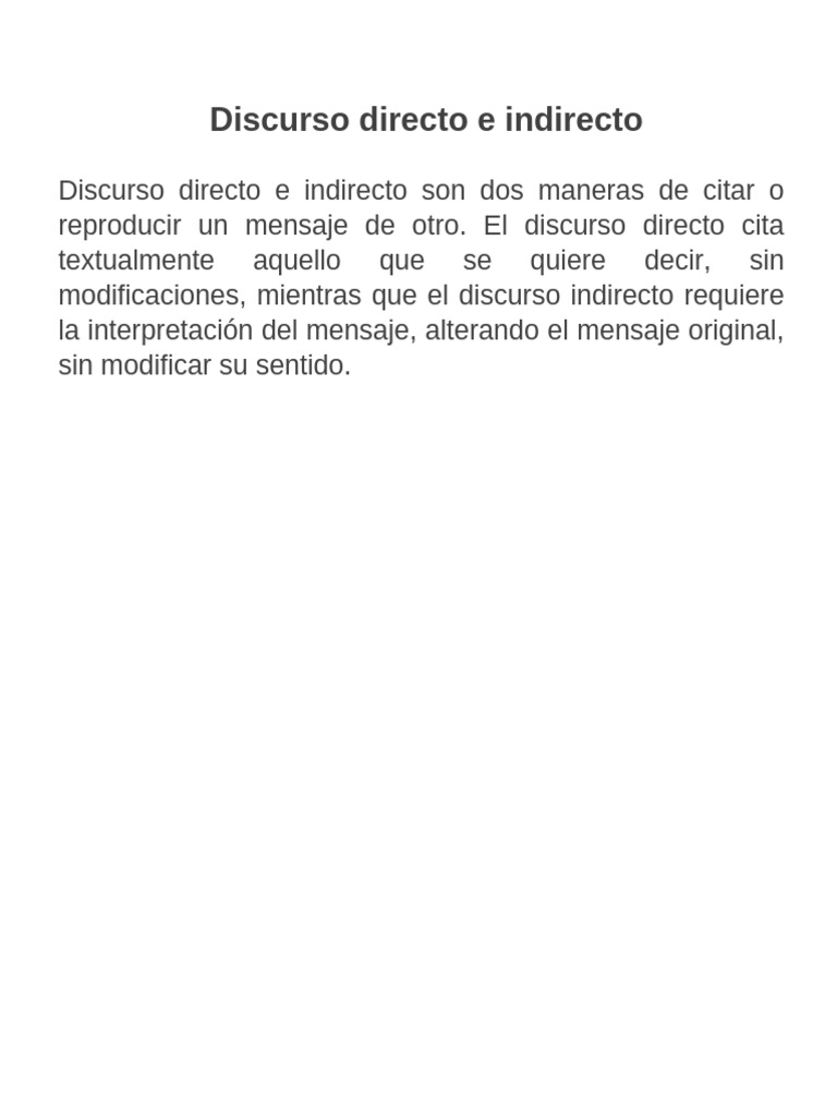 Discurso Directo e Indirecto | PDF
