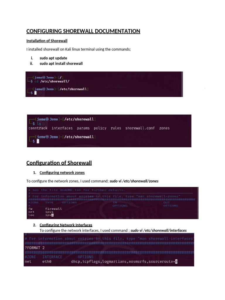 CONFIGURING SHOREWALL DOCUMENTATION | PDF | Firewall (Computing) | Sudo