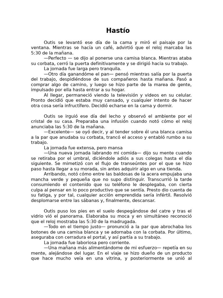 Hastío (cuento) | PDF