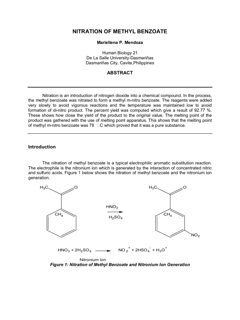 Nitration of Methyl Benzoate | PDF