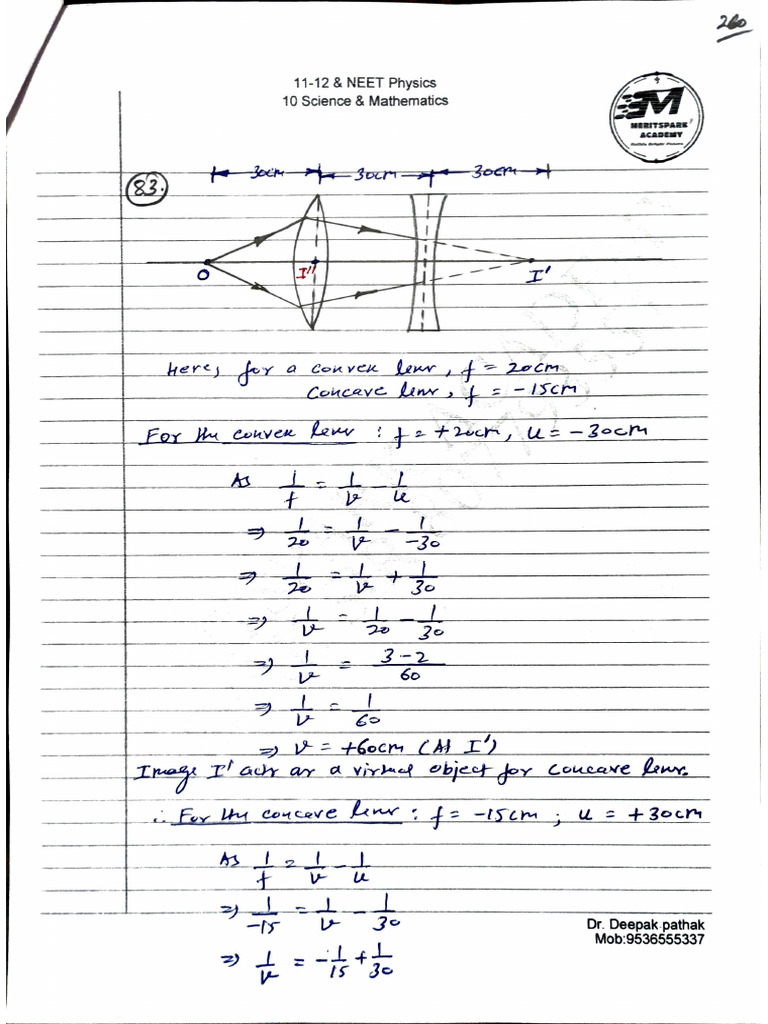 DPPS (LENS COMBINATION, MAGNIFICATION & POWER OF LENSES | PDF