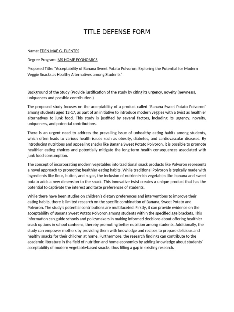 Title Defense Form - Fuentes | PDF | Statistics | Survey Methodology