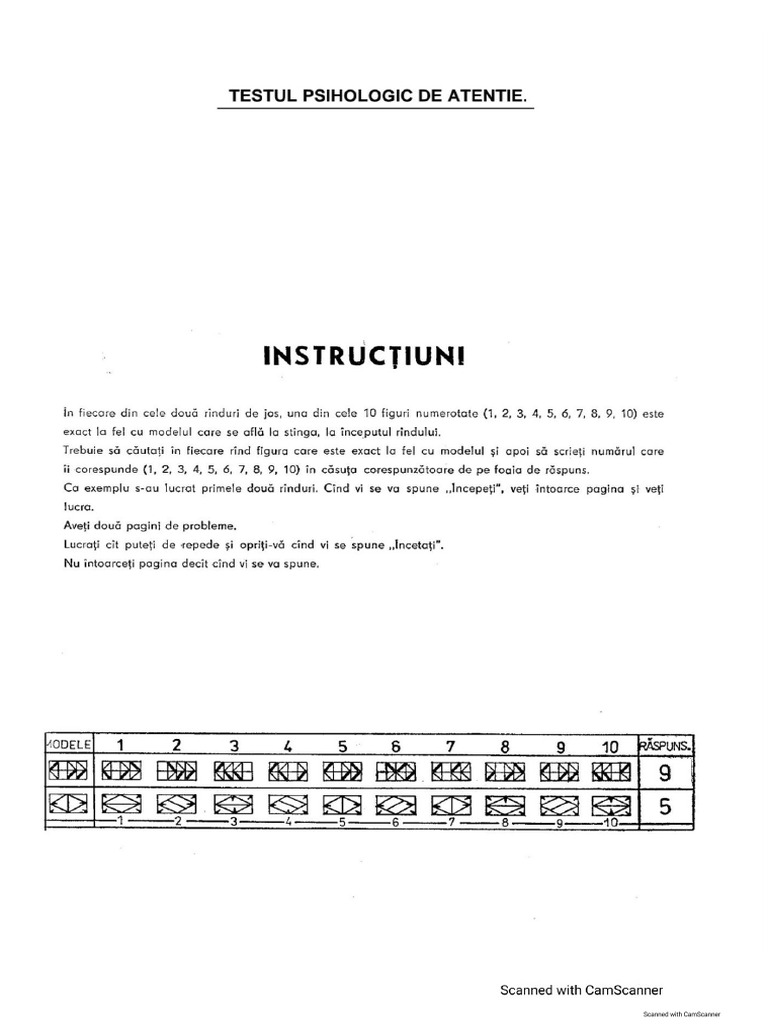 Test Atentie Exam Psihologic | PDF