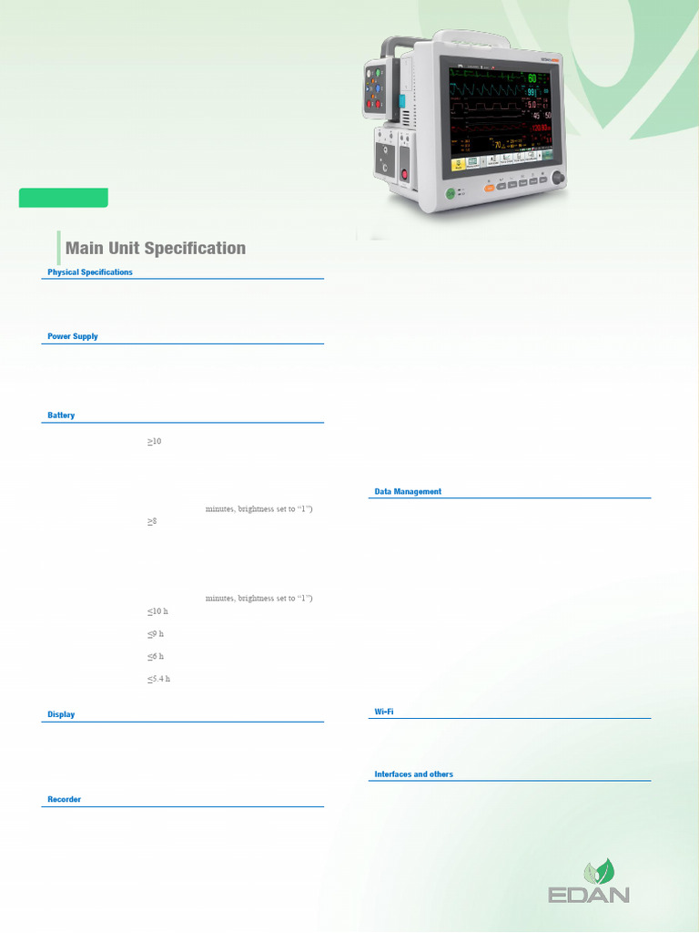 Elite V5 Patient Monitor Specifications | PDF | Electronics ...
