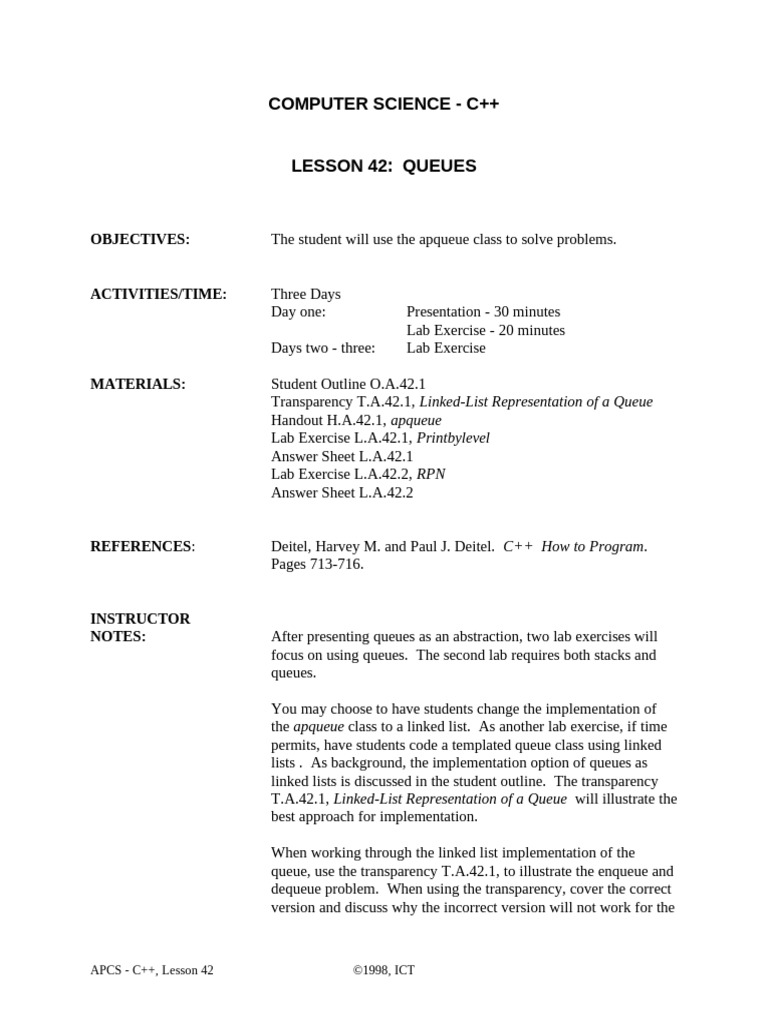 Lesson 42 Pdf Queue Abstract Data Type C 7691