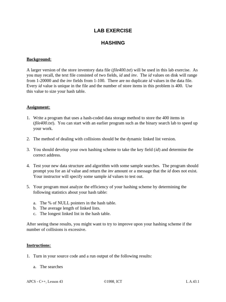 L.A.43.1 - hashing | PDF