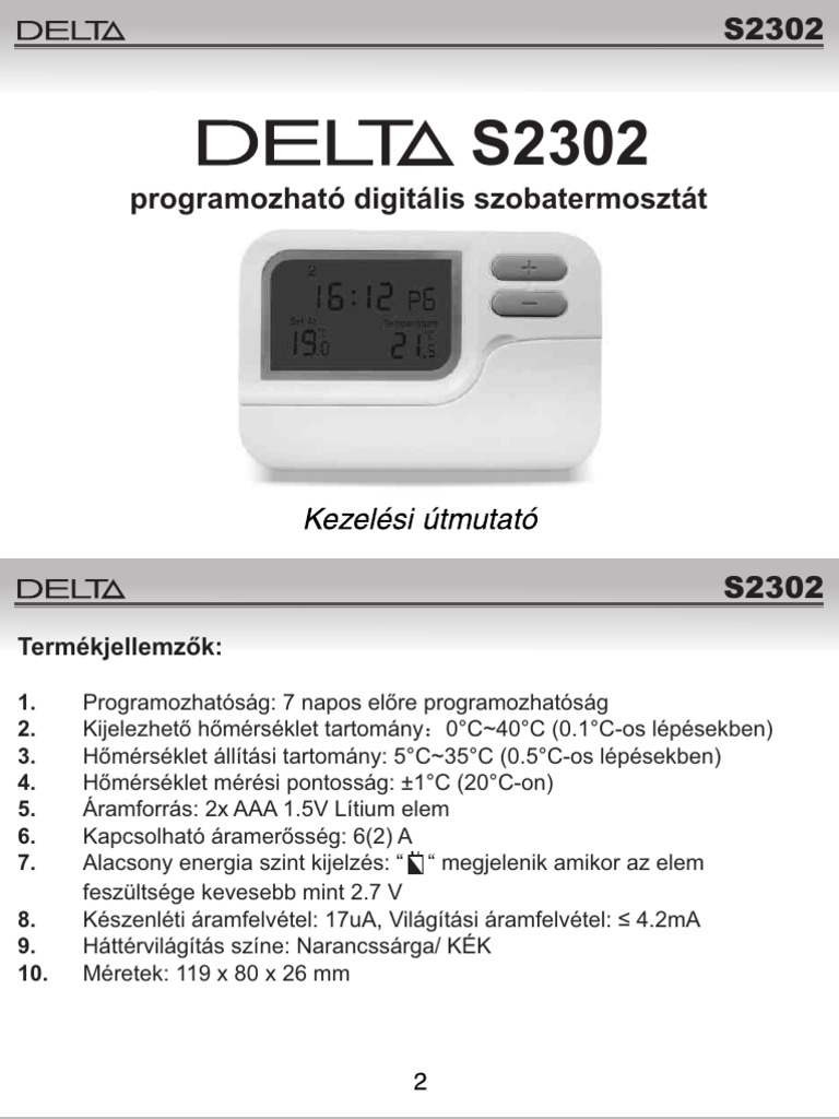 Termosztát Delta s2302 | PDF