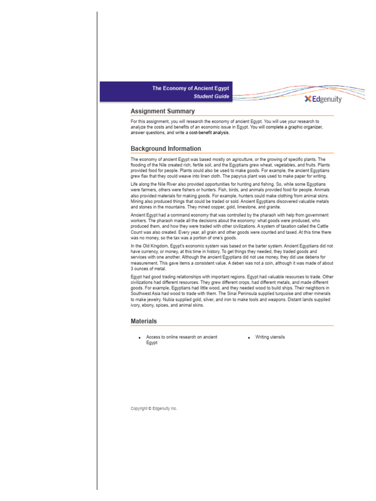 Graphic Organizer - The Economy of Ancient Egypt | PDF | Ancient Egypt ...