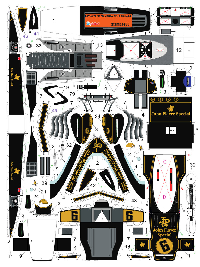 (Papermodel) (Formula 1) Stampa400 - Lotus 72D GP Italy E.Fittipaldi (A4 300 Dpi M1 - 24) | PDF