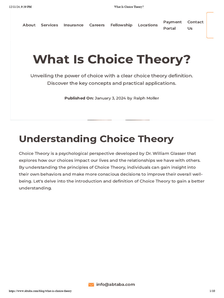 What Is Choice Theory | PDF | Behavior | Motivational