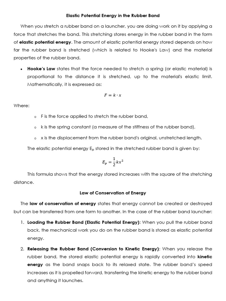 Elastic Potential Energy in The Rubber Band | PDF | Elasticity (Physics ...