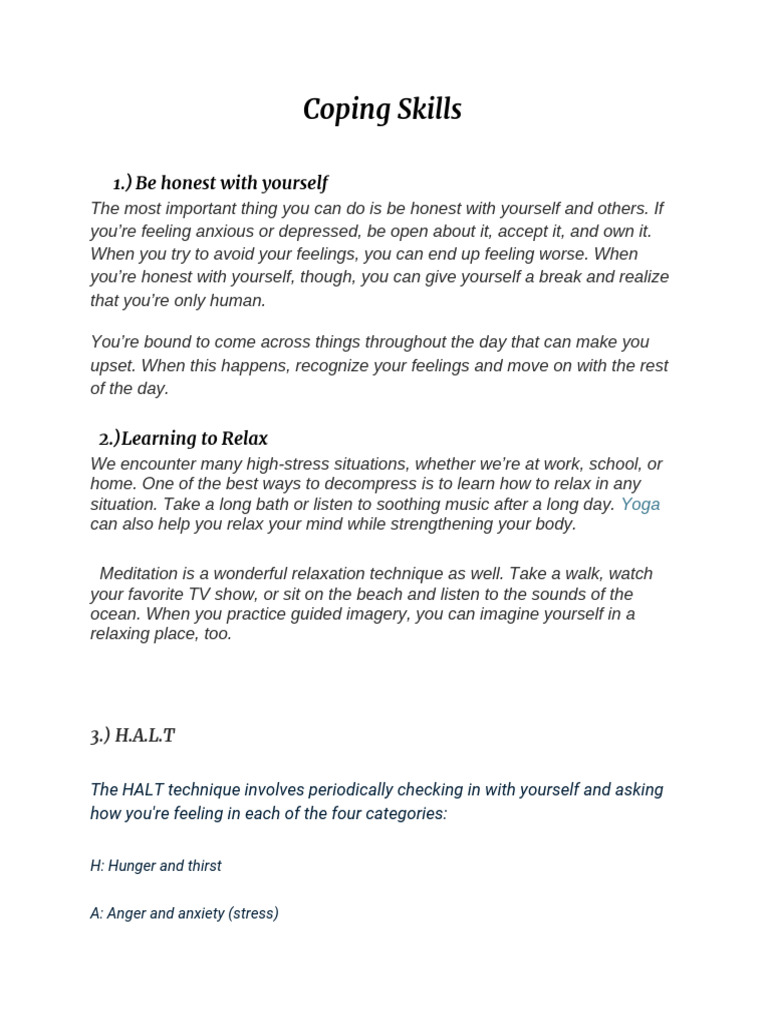 Coping Skills | PDF