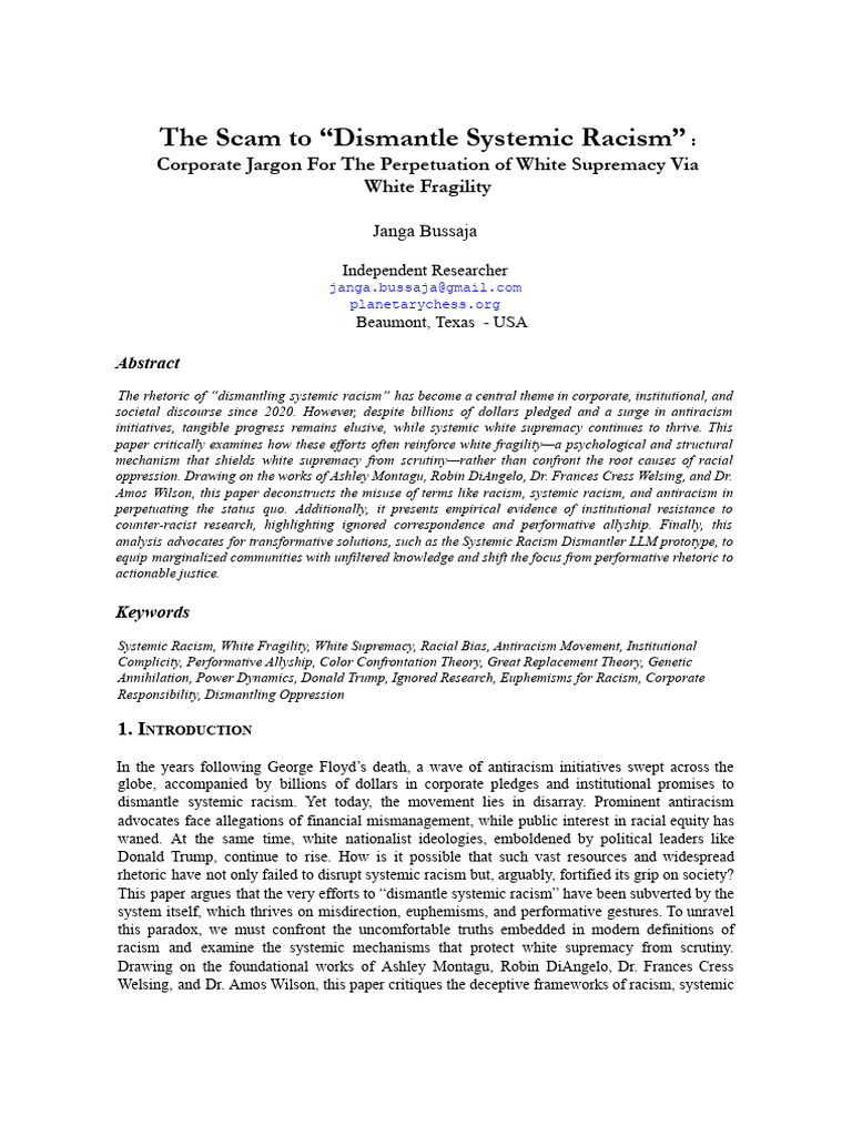 The Scam To 'Dismantle Systemic Racism', Corporate Jargon For The ...