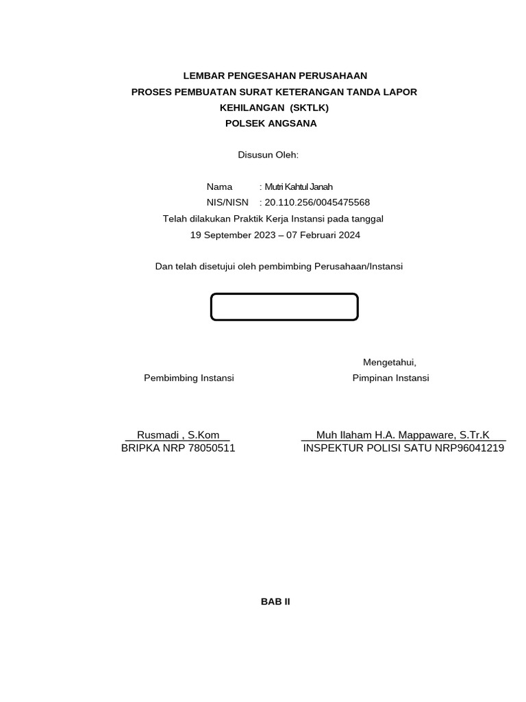 Lembar Pengesahan Perusahaan | PDF